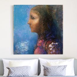 Bilderwelten Leinwandbild originell modern Kunstdruck Leinwanddruck - Odilon Redon - Profile - Le Drapeau - Wandbild XXL Wohnzimmer Schlafzimmer