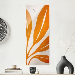 Bilderwelten Glasbild Tiere Tropisch orange Glas Wandbild - Strahlende Bl&auml;tter in Orange - Pflanzen Wohnzimmer Schlafzimmer