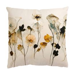 Bilderwelten Dekokissen Kissenbezug beige Blumen modern - Warme Bl&uuml;ten - Bett Couch Sofakissen Bezug & F&uuml;llung in 40x40 50x50 60x60