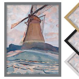 Bilderwelten Bild mit Rahmen - Hochformat Piet Mondrian - Windm&uuml;hle