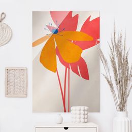Bilderwelten Glasbild Blumen modern rosa Glas Wandbild - Florale Sch&ouml;nheit Rosa und Orange - Deko Wohnzimmer Schlafzimmer