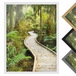 Bilderwelten Bild mit Rahmen - Hochformat Pfad im Urwald