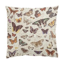 Bilderwelten Dekokissen Kissenbezug pastell Tiere Vintage - Vintage Schmetterlingsmuster - Retro Sofakissen Bezug & F&uuml;llung in 40x40 50x50 60x60