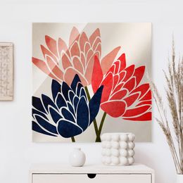 Bilderwelten Glasbild Blumen modern rosa Glas Wandbild - Drei Seerosenbl&uuml;ten - Deko Wohnzimmer Schlafzimmer