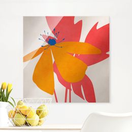 Bilderwelten Glasbild Blumen modern rosa Glas Wandbild - Florale Sch&ouml;nheit Rosa und Orange - Deko Wohnzimmer Schlafzimmer