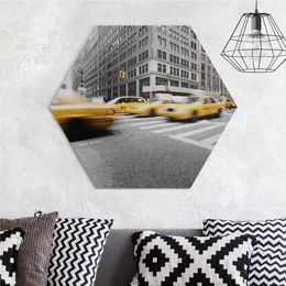 Bilderwelten Hexagon-Alu-Dibond Bild Rasantes New York
