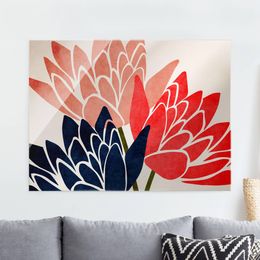 Bilderwelten Glasbild Blumen modern rosa Glas Wandbild - Drei Seerosenbl&uuml;ten - Deko Wohnzimmer Schlafzimmer