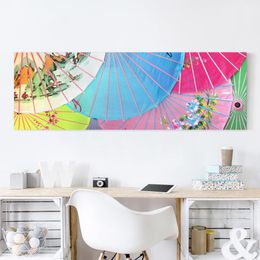 Bilderwelten Leinwandbild - Panorama Chinese Parasols
