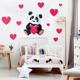 Wandtattoo Kinderzimmer Panda mit Herz WunschName selbst gestalten Babyzimmer Wandsticker Baby Kinder Wandaufkleber in S-XXL