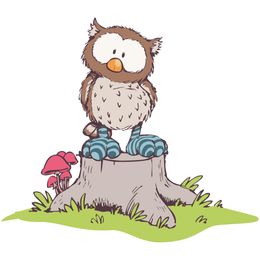 Bilderwelten Wandtattoo Wald modern selbstklebend Wandaufkleber - NICI - Oscar Owl auf Baumstamm - B&auml;ume Kinderzimmer Baby M&auml;dchen Jungen
