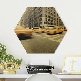 Bilderwelten Hexagon-Alu-Dibond Bild Rasantes New York