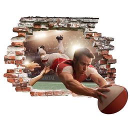 Bilderwelten Wandtattoo Sport modern 3D-Effekt Wandaufkleber - Rugby Action - Wandsticker Kinderzimmer Baby M&auml;dchen Jungen
