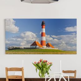 Bilderwelten Leinwandbild - Querformat Leuchtturm in Schleswig-Holstein