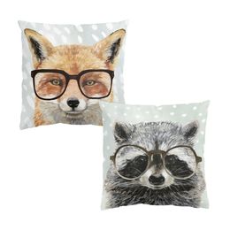 Bilderwelten Dekokissen Kissenbezug 2er Set braun Tiere modern - Bebrillte Tiere Set III - Punkte Sofakissen Bezug & F&uuml;llung in 40x40 50x50 60x60