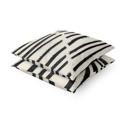 Bilderwelten Dekokissen Kissenbezug 2er Set schwarz weiss originell Abstrakt - Wellen Streifen - Bett Couch Sofakissen Bezug & F&uuml;llung in 40x40 50x50 60x60