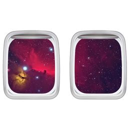 Bilderwelten Wandtattoo Himmel modern 3D-Effekt Wandaufkleber - Doppelfenster Flugzeug Farbenfrohe Galaxie - Fahrzeuge Kinderzimmer Baby M&auml;dchen Jungen