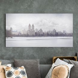 Bilderwelten Leinwandbild - Querformat New York im Schnee