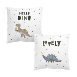 Bilderwelten Dekokissen 2er Set pastell Tiere modern - Dino Liebe Duo - Dinosaurier Sofakissen Bezug & F&uuml;llung in 40x40 50x50 60x60