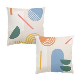 Bilderwelten Dekokissen Kissenbezug 2er Set bunt Abstrakt - Formen und Farben Duo - Geometrisch Sofakissen Bezug & F&uuml;llung in 40x40 50x50 60x60