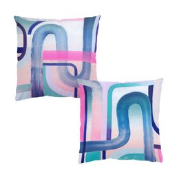 Bilderwelten Dekokissen Kissenbezug 2er Set blau originell Pop Art - Bewegte Formen Duo - Bett Couch Sofakissen Bezug & F&uuml;llung in 40x40 50x50 60x60