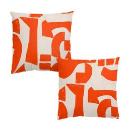 Bilderwelten Dekokissen Kissenbezug 2er Set rot originell Pop Art - Geometrische Formen - Rot Duo - Geometrisch Sofakissen Bezug & F&uuml;llung in 40x40 50x50 60x60