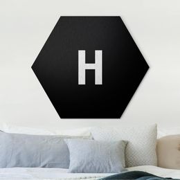 Bilderwelten Alu-Dibond Bild Hexagon Spr&uuml;che schwarz modern - Buchstabe Schwarz H - Spr&uuml;che Wohnzimmer Schlafzimmer