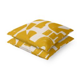Bilderwelten Dekokissen 2er Set gelb originell Pop Art - Formen - Senfgelb - Geometrisch Sofakissen Bezug & F&uuml;llung in 40x40 50x50 60x60