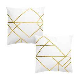 Bilderwelten Dekokissen 2er Set gold Abstrakt - Goldene geometrische Linien Duo - Geometrisch Sofakissen Bezug & F&uuml;llung in 40x40 50x50 60x60