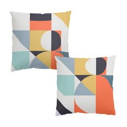 Bilderwelten Dekokissen Kissenbezug 2er Set bunt Abstrakt - Geometrische Formen in Orange Duo - Geometrisch Sofakissen Bezug & F&uuml;llung in 40x40 50x50 60x60