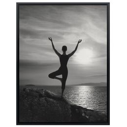 Bilderwelten Leinwandbild - Hochformat Yoga schwarz weiss