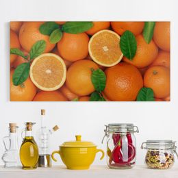 Bilderwelten Leinwandbild - Querformat Saftige Orangen
