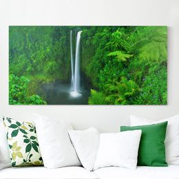 Bilderwelten Leinwandbild - Querformat Paradiesischer Wasserfall