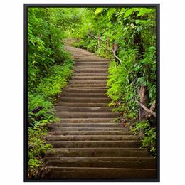 Bilderwelten Leinwandbild - Hochformat Treppenaufstieg im Wald