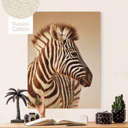 Bilderwelten Leinwandbild - Hochformat Zebra Baby Portrait