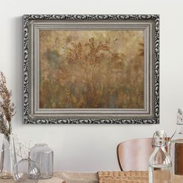 Bilderwelten Leinwandbild mit Barockrahmen Waldlichtung mit Orangenbaum bei Tag