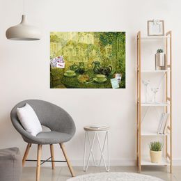 Bilderwelten Glasbild - Querformat Henri Le Sidaner - Kaffeegeschirr auf einem Steintisch