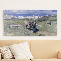 Bilderwelten Leinwandbild - Querformat Giovanni Segantini - Fr&uuml;hling in den Alpen