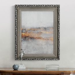 Bilderwelten Leinwandbild mit Barockrahmen Gold-Grauer Nebel