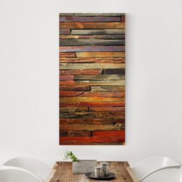 Bilderwelten Leinwandbild - Hochformat Bretterstapel