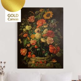 Bilderwelten Leinwandbild - Hochformat Jan Davidsz de Heem - Glasvase mit Blumen