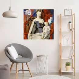 Bilderwelten Glasbild originell modern einzigartig Glas Wandbild - Jean Fouquet - Die thronende Madonna - Deko Wohnzimmer Schlafzimmer