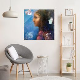 Bilderwelten Glasbild originell modern einzigartig Glas Wandbild - Odilon Redon - Profile - Le Drapeau - Deko Wohnzimmer Schlafzimmer