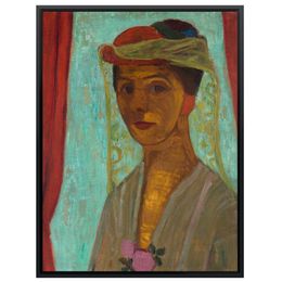 Bilderwelten Leinwandbild - Hochformat Paula Modersohn-Becker - Selbstbildnis mit Hut