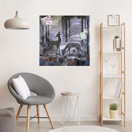 Bilderwelten Glasbild Tiere modern einzigartig Glas Wandbild - Jean Dunand - Zwei Rehe im Wald - Deko Wohnzimmer Schlafzimmer