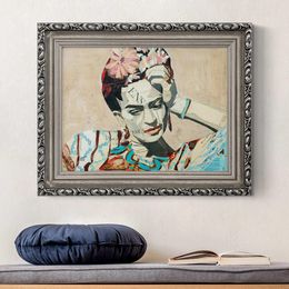 Bilderwelten Bild mit Barockrahmen Antik originell modern Barock beige - Frida Kahlo - Collage No.1 - edle Optik Wohnzimmer Schlafzimmer