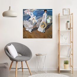 Bilderwelten Glasbild originell modern einzigartig Glas Wandbild - Joaquin Sorolla - Spaziergang entlang der K&uuml;ste - Deko Wohnzimmer Schlafzimmer