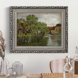 Bilderwelten Leinwandbild mit Barockrahmen Edvard Munch - Fluss Akerselven