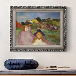 Bilderwelten Leinwandbild mit Barockrahmen Edvard Munch - Stra&szlig;e in &Aring;sg&aring;rdstrand