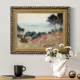 Bilderwelten Bild mit Barockrahmen Antik Strand maritim Barock beige - Claude Monet - K&uuml;ste Varengeville - Meerblick Wohnzimmer Schlafzimmer
