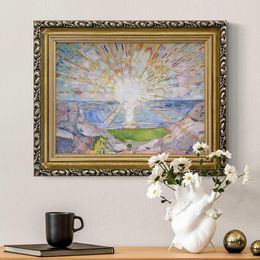 Bilderwelten Bild mit Barockrahmen Antik originell modern Barock bunt - Edvard Munch - Die Sonne - edle Optik Wohnzimmer Schlafzimmer